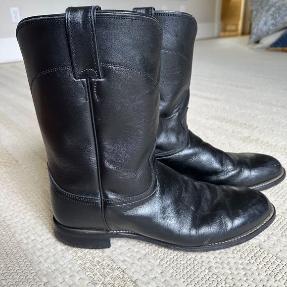 Justin Boots | Shoes | Justin Mens Black Kipskin Classic Leather Roper ...